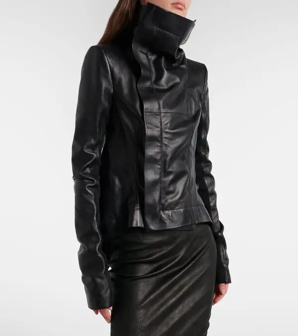 Rick Owens Naska Leather Biker Jacket - Black