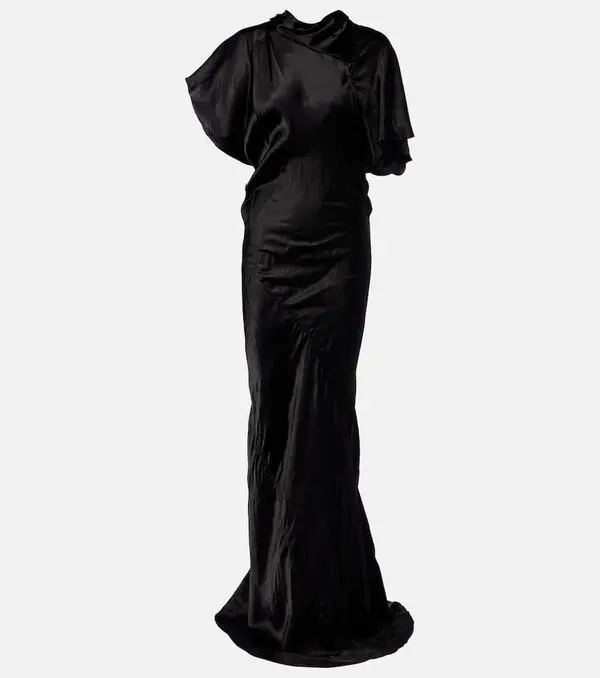 Rick Owens Draped Satin Gown - Black