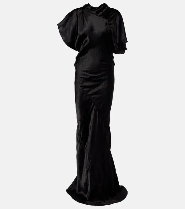 Rick Owens Draped Satin Gown - Black