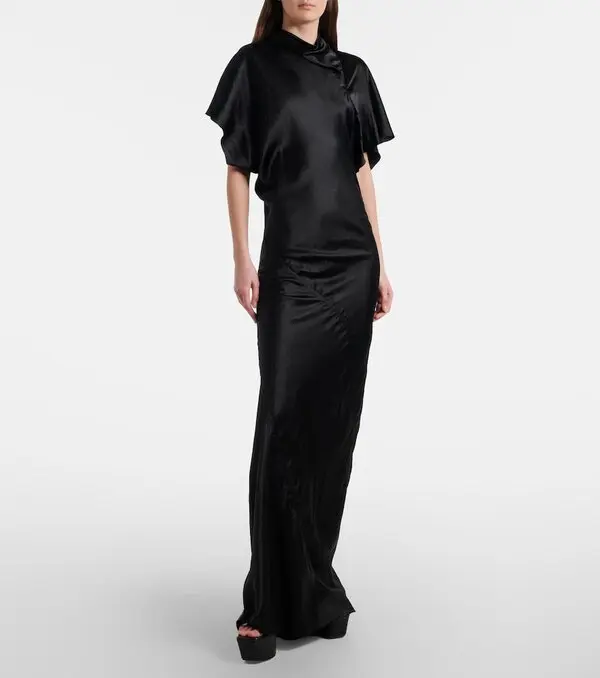 Rick Owens Draped Satin Gown - Black