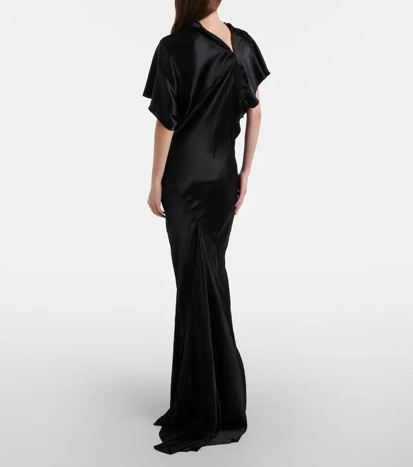 Rick Owens Draped Satin Gown - Black