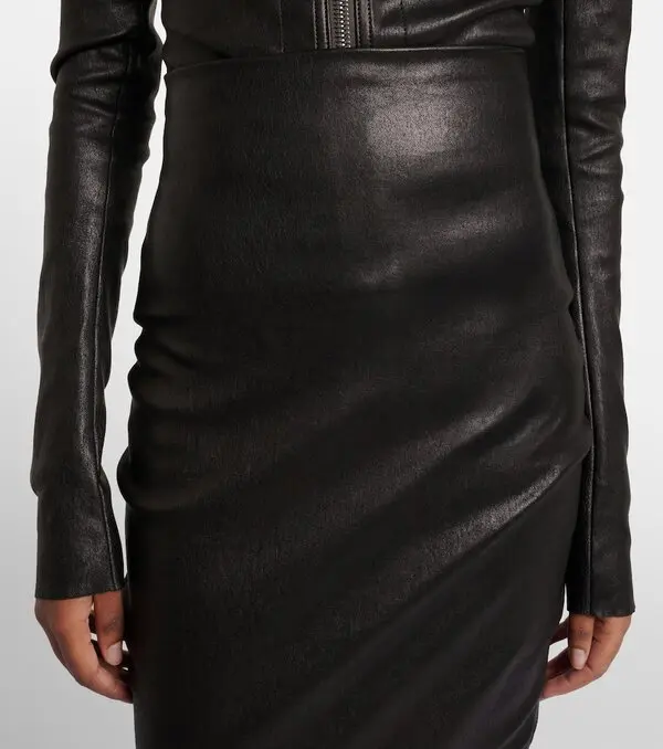 Rick Owens Dirt Pillar Leather Maxi Skirt