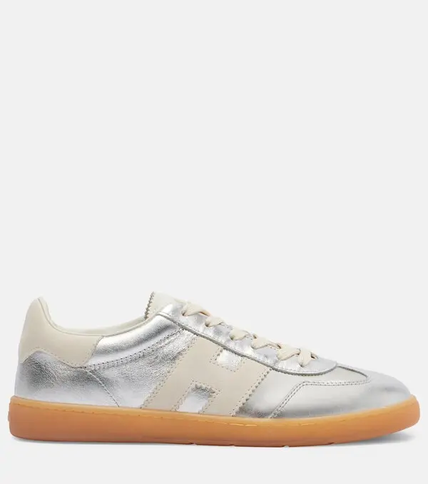 Hogan Metallic Leather Sneakers - Silver