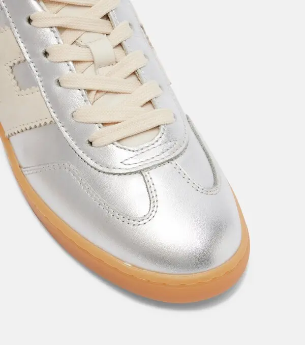 Hogan Metallic Leather Sneakers - Silver