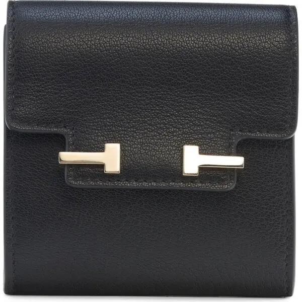 TOM FORD Double T Leather Card Holder - Black