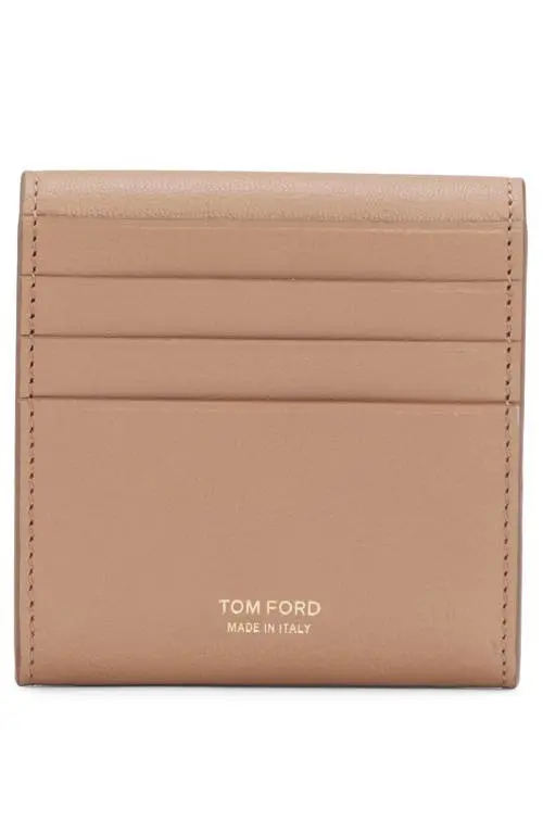 TOM FORD Double T Leather Card Holder - Rhum