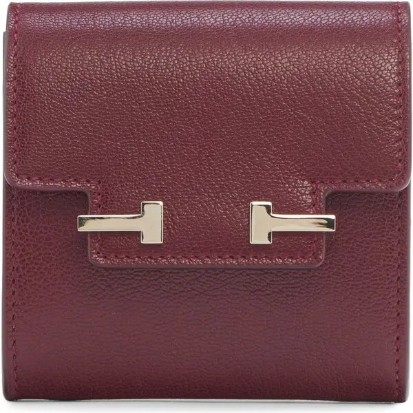 TOM FORD Double T Leather Card Holder - Ruby Red