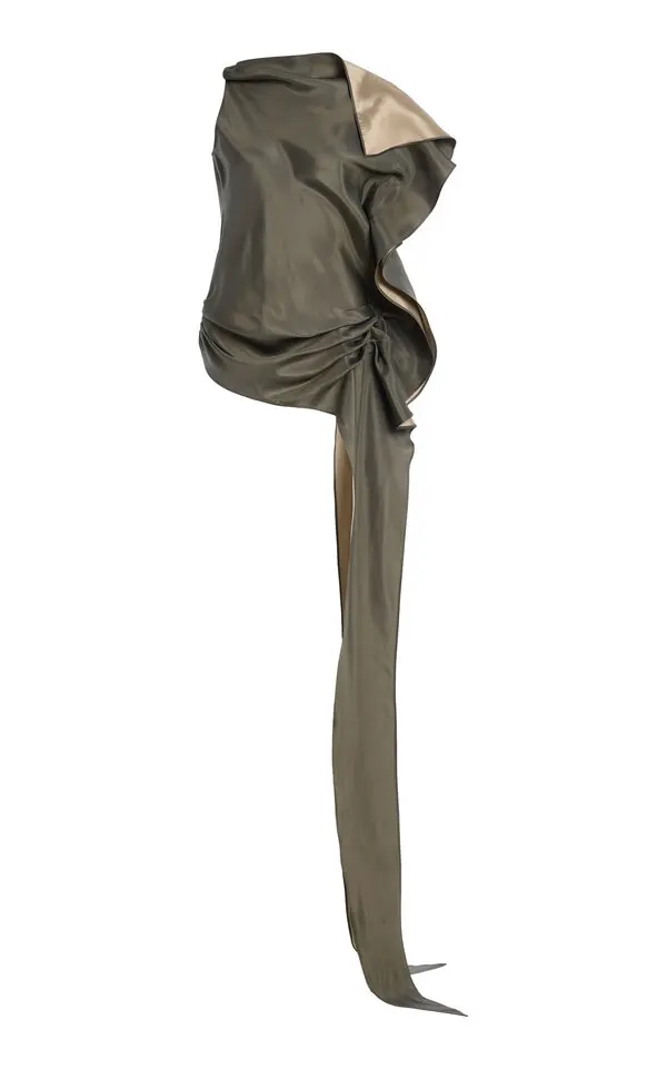 KALLMEYER Elif Ruffled Silk Top - Dark Grey