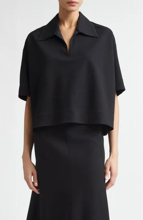 JIL SANDER Crop Rib Polo - Black