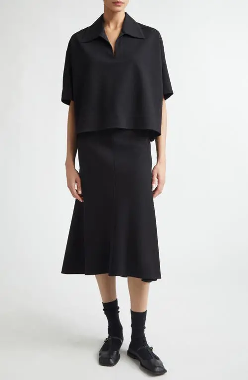 JIL SANDER Crop Rib Polo - Black