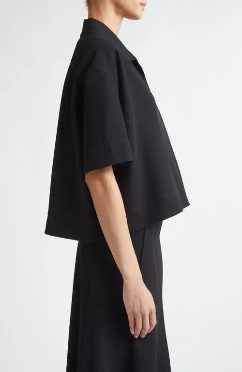 JIL SANDER Crop Rib Polo - Black