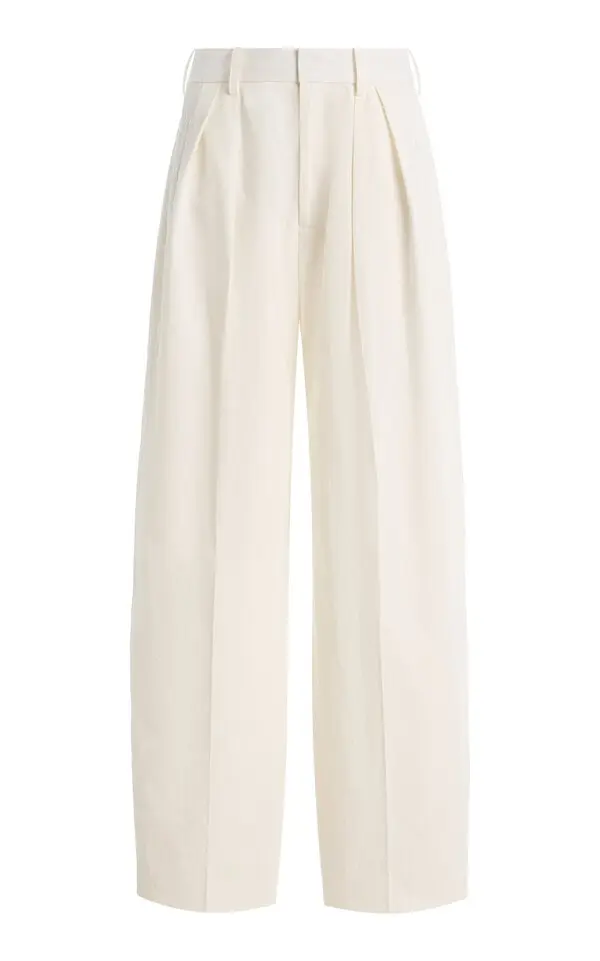 KALLMEYER Joel Pleated Cotton-poplin Trousers - Ivory