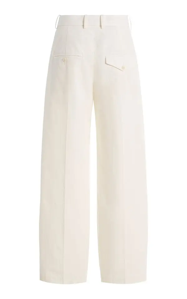 KALLMEYER Joel Pleated Cotton-poplin Trousers - Ivory