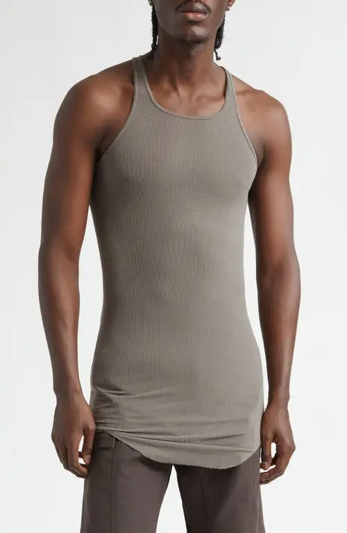 Rick Owens Basic Longline Cotton Rib Tank - Dust