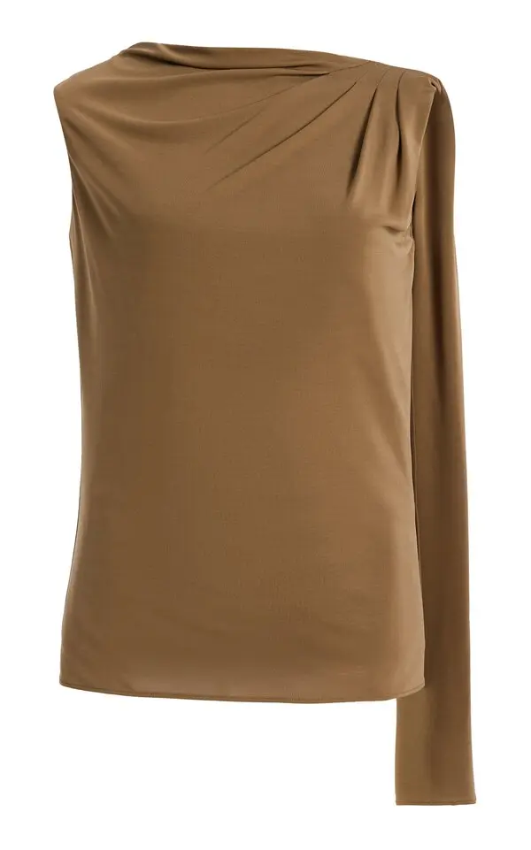 KALLMEYER Floriana Asymmetrical Draped Top - Brown