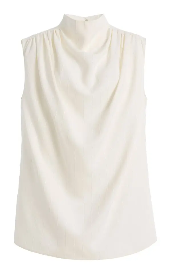 KALLMEYER Sleeveless High Neck Top With Ruched Bodice - Ivory