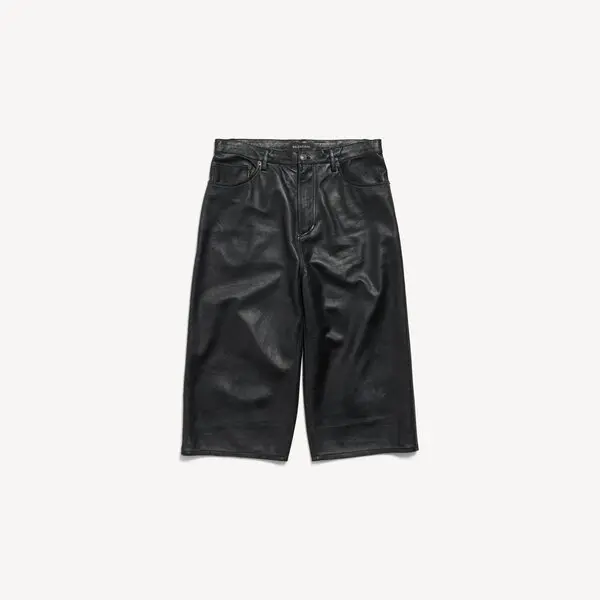 Balenciaga Cropped Baggy Leather Pants