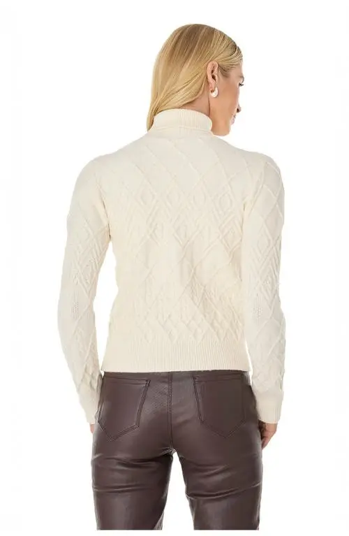 THE NOLI SHOP Cable-knit Turtleneck Sweater With Crystal Embellishments