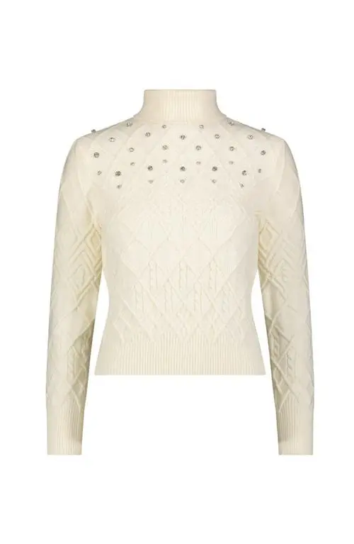 THE NOLI SHOP Cable-knit Turtleneck Sweater With Crystal Embellishments