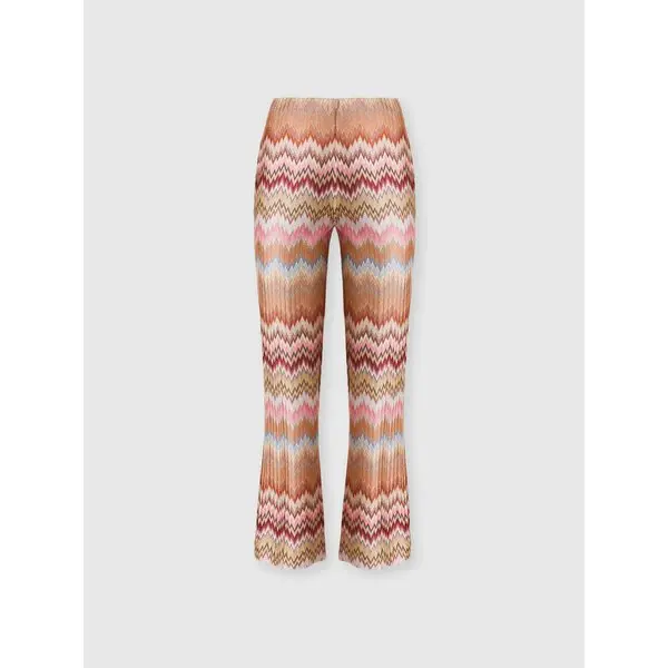 Missoni Flared Viscose Chevron Snake Motif Trousers - Orange