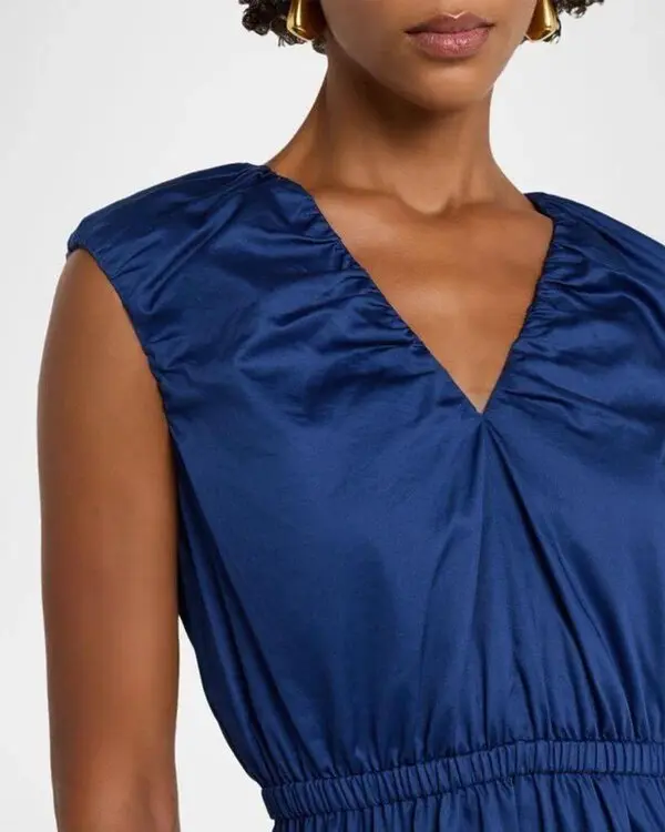 JOSEPH Sembat Sleeveless Tiered Midi Dress - Cobalt