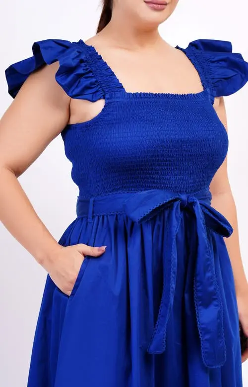 Leota Ivanna A-line Smocked Midi Dress - Blue