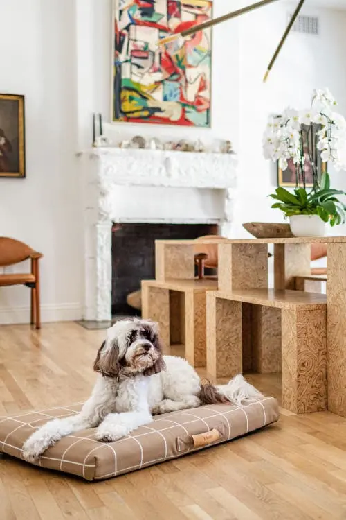 LAY LO Grid Dog Bed - Tan