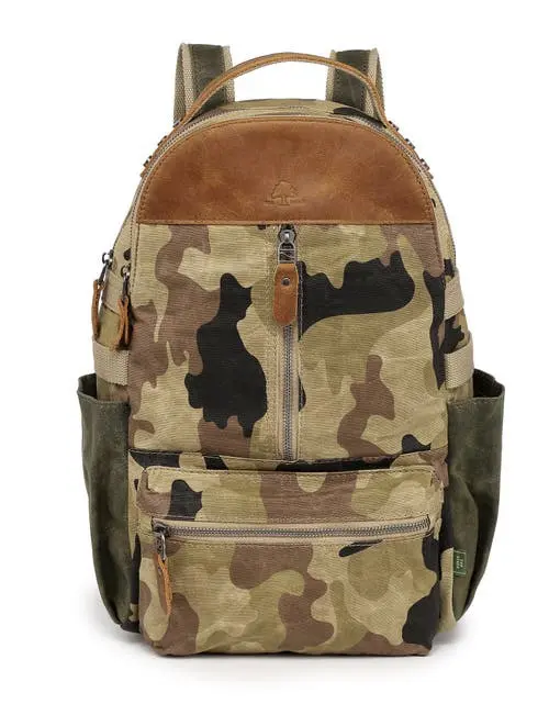 TSD BRAND Mountain Leaf Camo Print Utility Backpack - Army Green Camo