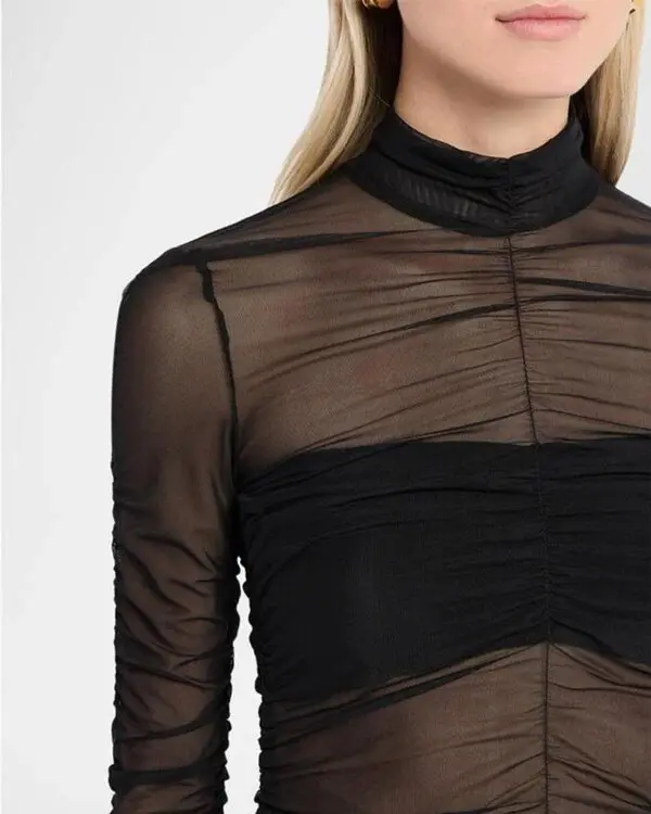 FAVORITE DAUGHTER Ruched Mesh Top