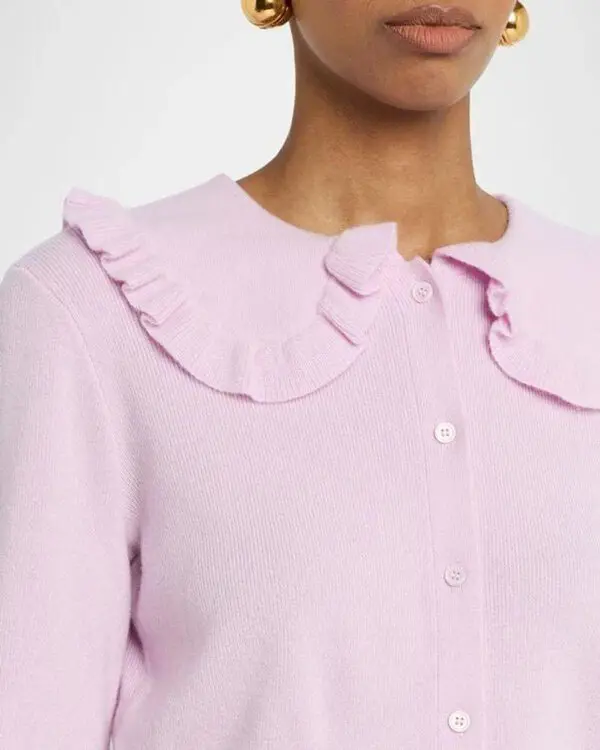 AKNVAS Kamomilla Ruffle-trim Wool Cardigan - Violet