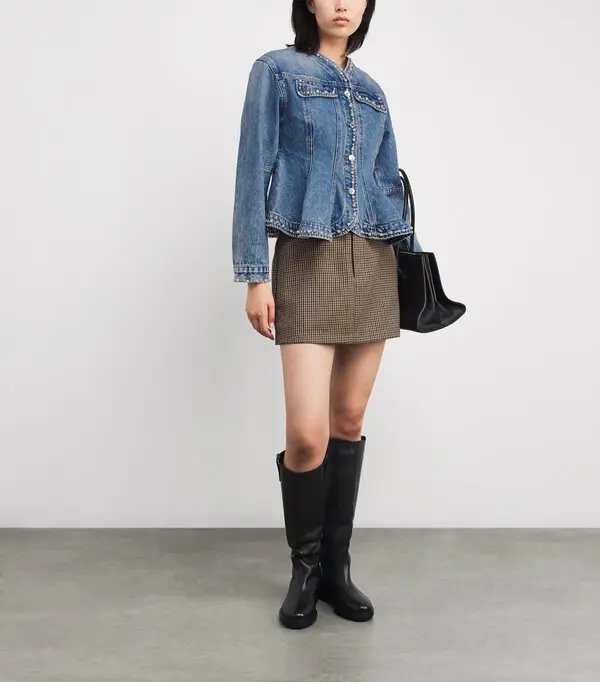 Sandro Beaded Denim Jacket - Blue