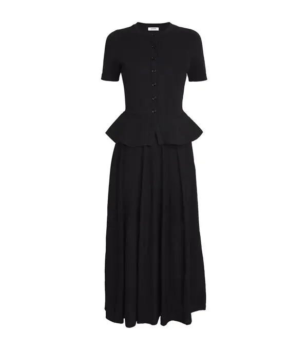 Sandro Knitted Peplum Maxi Dress