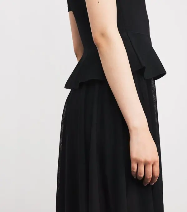 Sandro Knitted Peplum Maxi Dress