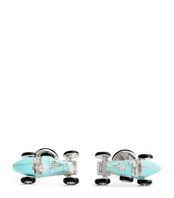 BABETTE WASSERMAN LONDON Rhodium-plated Retro Bug Car Cufflinks - Blue