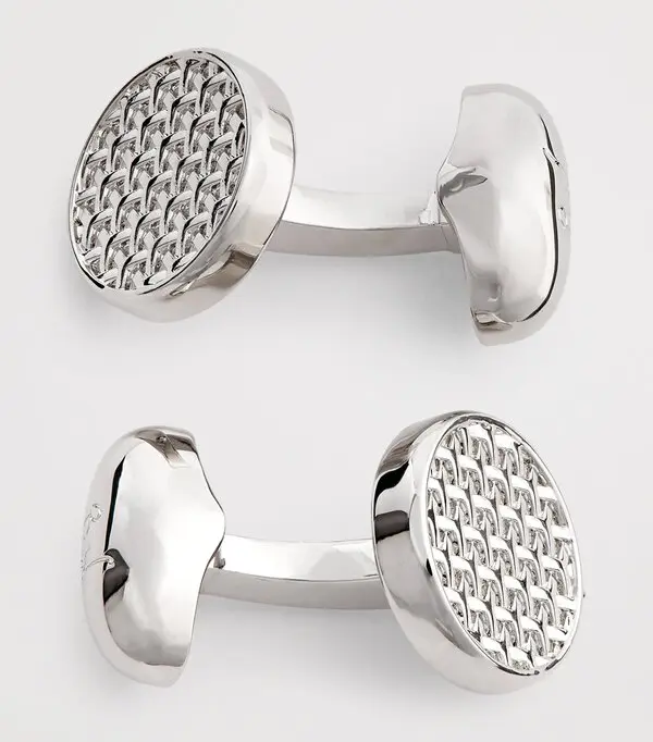 BABETTE WASSERMAN LONDON Rhodium-plated Woven Round Cufflinks