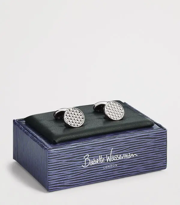BABETTE WASSERMAN LONDON Rhodium-plated Woven Round Cufflinks