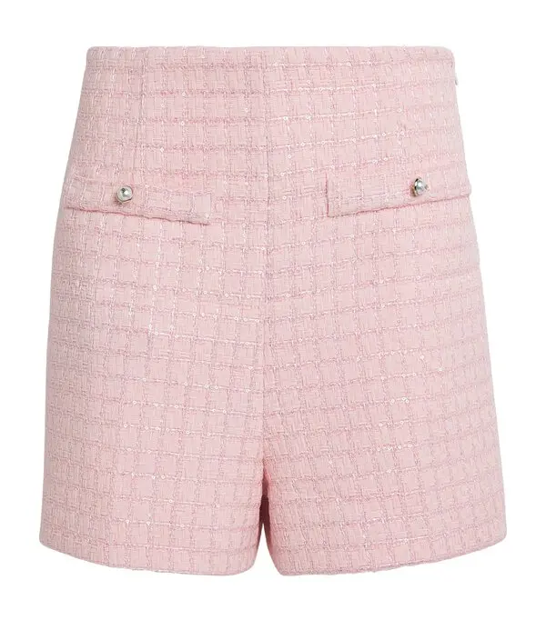 Sandro Tweed Sequinned Check Shorts
