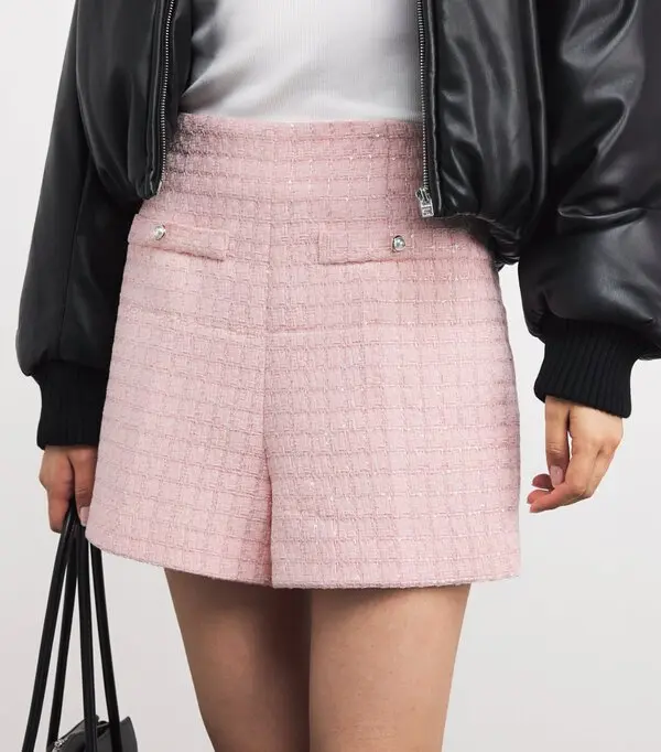 Sandro Tweed Sequinned Check Shorts