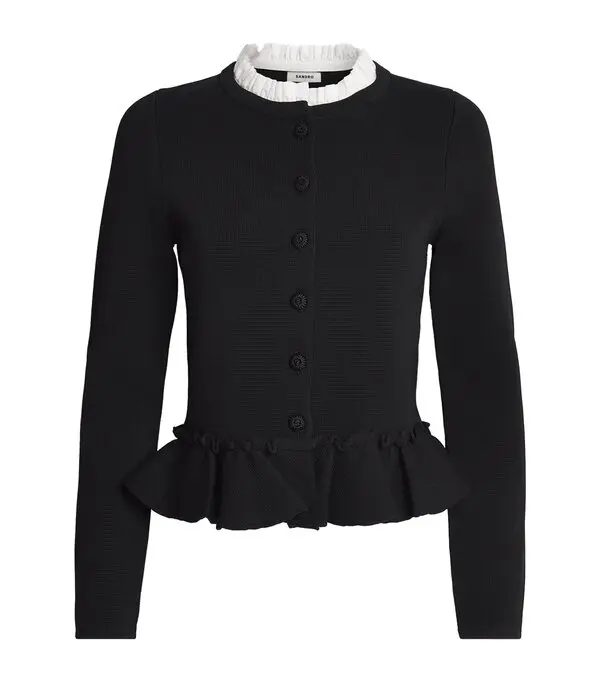 Sandro Detachable-collar Peplum Cardigan