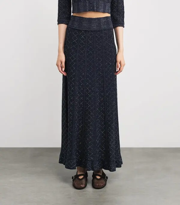 Sandro Knitted Embellished Maxi Skirt
