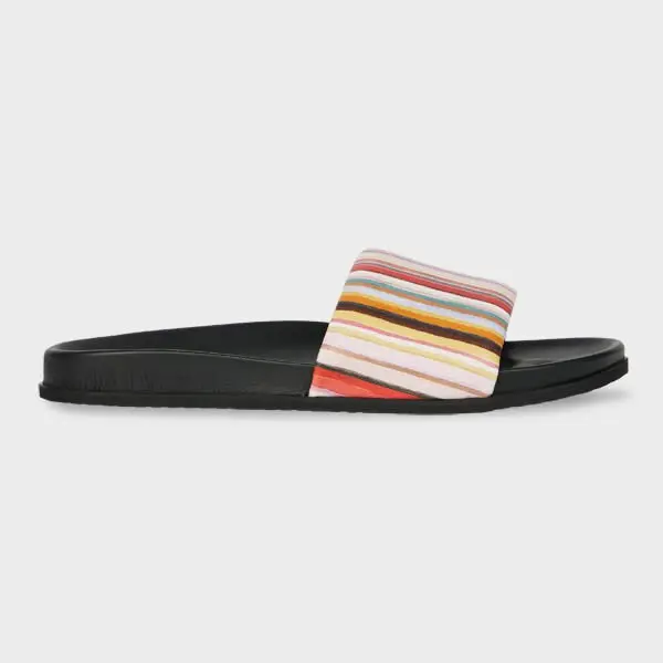 Paul Smith Painted Signature Stripe 'bellagio' Leather Slides - Multicolour