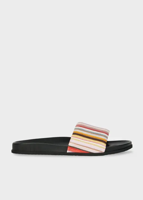 Paul Smith Painted Signature Stripe 'bellagio' Leather Slides - Multicolour