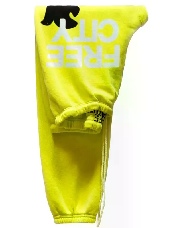 FREECITY Drawstring Print Track Pants - Yellow