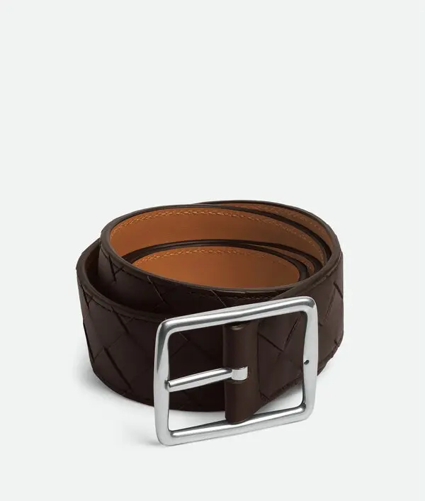 BOTTEGA  VENETA Reverso Intrecciato Leather Belt - Fondant/amber