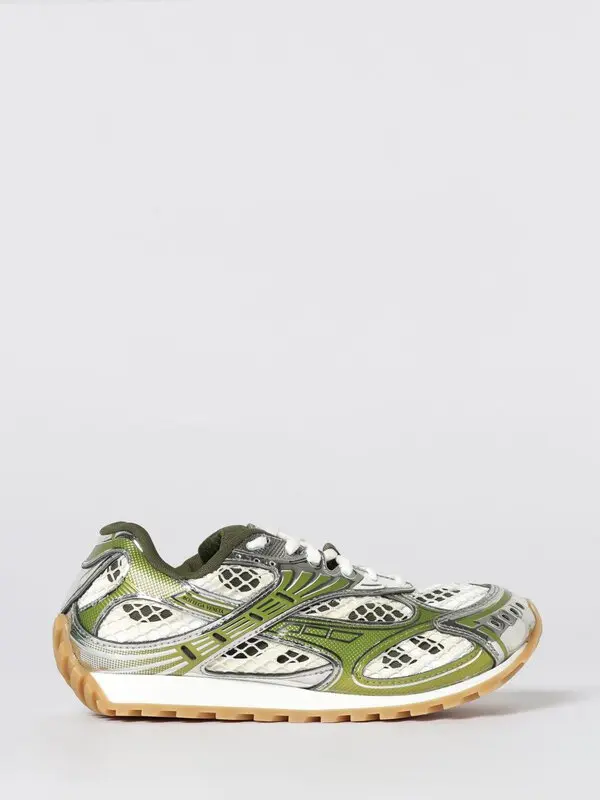 Bottega Veneta Mesh And Metallic Low Top Sneakers - Grey
