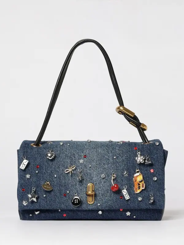 Marc Jacobs Embellished Denim Shoulder Bag - Blue
