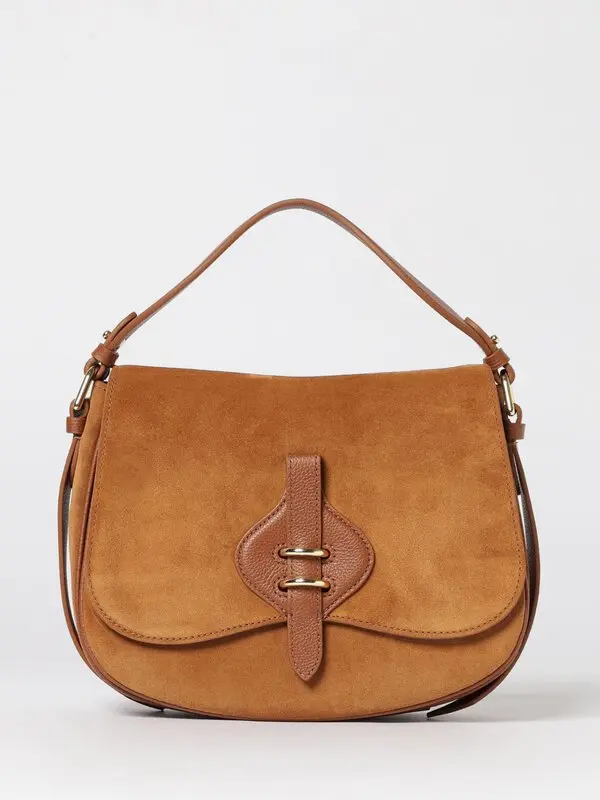 COCCINELLE Mavery Suede Shoulder Bag With Flat Handle And Shoulder Strap - Brown