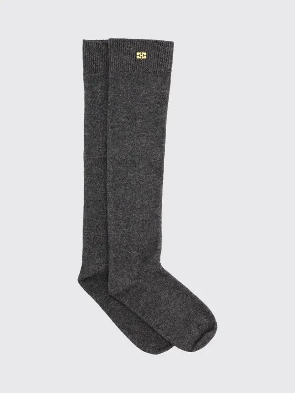 GANNI Ribbed Socks - Charcoal