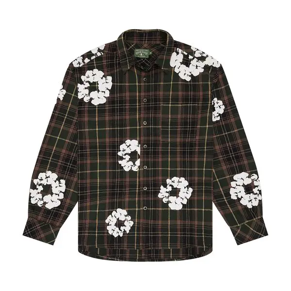 DENIM TEARS Cotton Wreath Flannel Shirt - Green