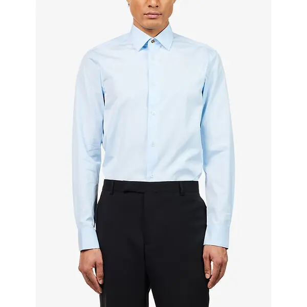 Paul Smith Tailored-fit Long-sleeves Cotton-poplin Shirt